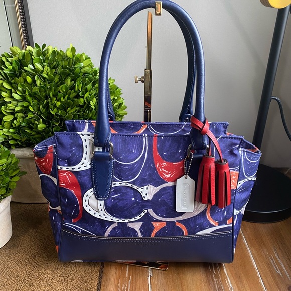 Coach | Bags | Coach Legacy Nwt Heritage Candace Carryall Navy Blur Red ...